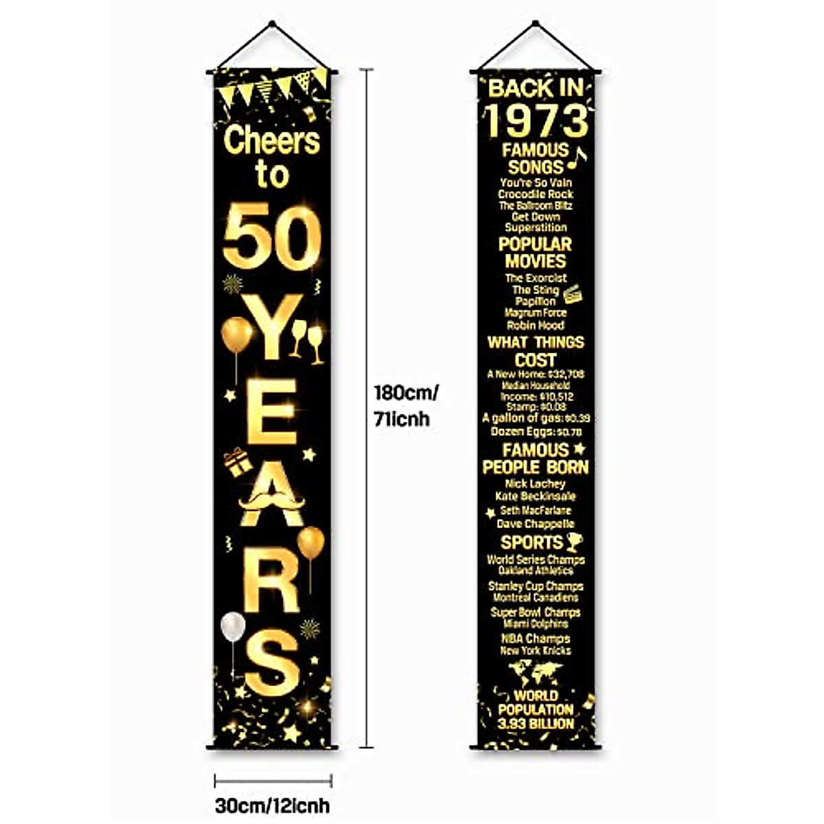 50th Birthday Anniversary Party Decorations Cheers to 50 Years Banner Party Decorations Welcome Porch Sign for Years Birthday Supplies (50th-1973)