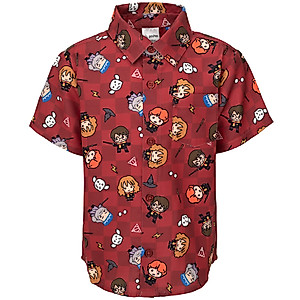 Harry Potter Dumbledore Ron Weasley Hedwig Owl Little Boys Hawaiian Button Down Shirt 7-8
