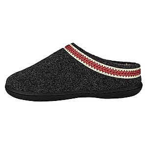 Clarks Womens Wool Felt Clog Slippers Warm Cozy Indoor Outdoor Faux Plush Soft Fur Lined Slipper for Women (Charcoal, 7 M US)