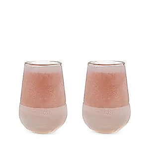 Host Freeze Cooling Glasses, Freezer Gel Stemless Wine Glasses for Red & White Wine, Insulated Glass with Silicone Band, Set of 2, 8.5 oz
