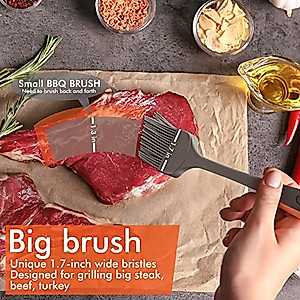 TACGEA Silicone Basting Pastry Brush - Angled Bristles - Heat Resistant Kitchen Cooking Brushes for Oil, Spread Sauce, BBQ, Baking, Grilling, BPA Free, Set of 4 Gray