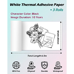 Phomemo M04S Portable Thermal Printer with 80mm White Non-Adhesive Thermal Paper 3 Rolls