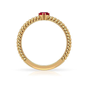 Rosec Jewels Natural Ruby Heart Promise Ring for Women | Solitaire Heart Ring | July Birthstone Ring | AAA Quality, 14K Yellow Gold, Size:US 5.00