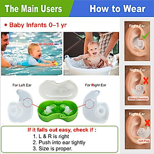 WaterDam Swimming Ear Plugs Great Waterproof Ultra Comfy Earplugs Prevent Swimmer's Ear (Size 0+0: Infants 0-12months (Clear Clear))