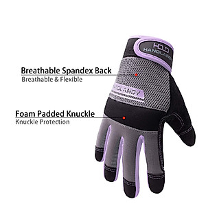 HLDD HANDLANDY Safety Work Gloves, Women Utility Work Gloves, MultiFunctional Mechanic Gardening Construction DIY Work Gloves with Touchscreen (Medium, Purple)