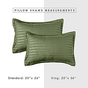 Elegant Comfort® Wrinkle Resistant - Silky Soft Dobby Stripe Bed-in-a-Bag 8-Piece Comforter Set -HypoAllergenic - Full/Queen, Sage