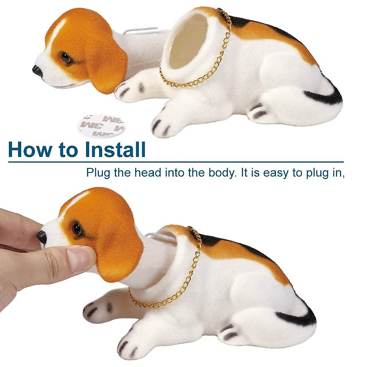 ATMOMO Shaking Head Lucky Dog Bobbing Heads Car Dash Puppy for Car Vehicle Decoration, Beagle (16x9x11cm)