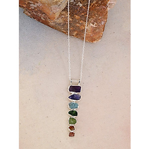 YoTreasure Chakra Healing Gemstone Solid 925 Sterling Silver Chain Pendant Necklace Jewelry