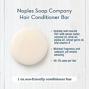 Naples Soap Company, Protein Enriched, 50-75 Use, Solid Hair Conditioner Bar, Eco-Friendly Haircare, Helps Ensure Vibrant, Healthy Hair, All Hair Types, Fragrance Free, 1oz
