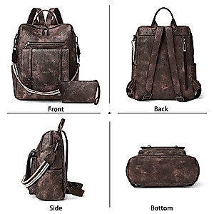 Shrrie Backpack Purse for Women Fashion Leather Backpack Purse Satchel Travel Backpack Convertible Shoulder Bag with Wristlet