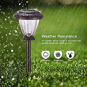 SUNWIND Solar Pathway Lights Outdoor Waterproof Glass Landscape Lights 6-Pack Warm White LED for Garden,Path,Patio Yard,Walkway and Driveway (Bronze Metal)