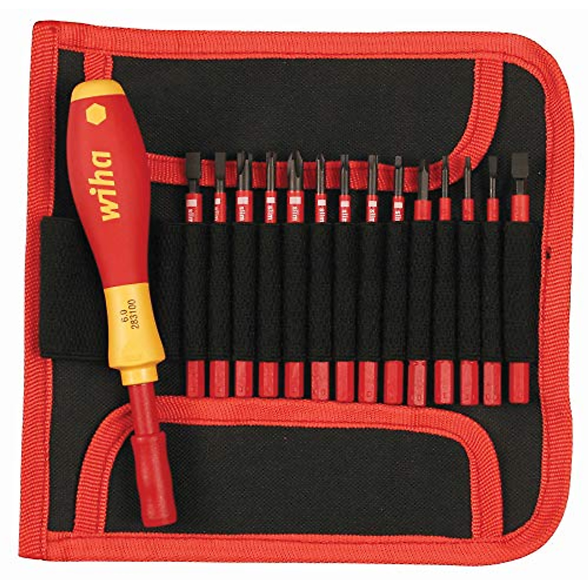 Wiha 28390 Insulated SlimLine Interchangeable Set Includes Handle with Pouch, 15-Piece