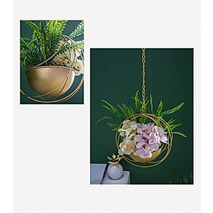 RISEON Boho Gold Metal Plant Hanger,Metal Geometric Hanging Planter, Modern Planter, Mid Century Air Plant Holder Stand, Minimalist Planter for Indoor Outdoor Home Wedding Decor