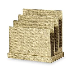 Kate Spade New York Desktop File Organizer, Chic Document Holder, 3 Section Magazine Holder, Grasscloth