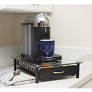 Insight Nespresso Vertuoline Coffee Pod Holder (Holds 40 Vertuo Coffee or Espresso Capsules)-- Tempered Glass Drawer (Coffee pods NOT Included. Does NOT fit K-Cups)