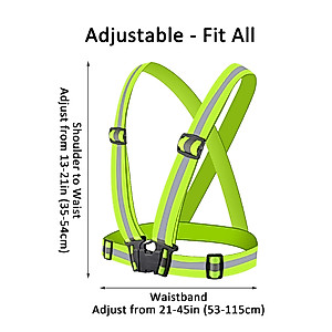 Cnuimb Reflective Vest, 2 Packs Reflective Running Gear with Adjustable Safety Straps, Fluorescent 360° High Visibility Safety Vests for Men Kids Jogging Cycling Outdoor Sports