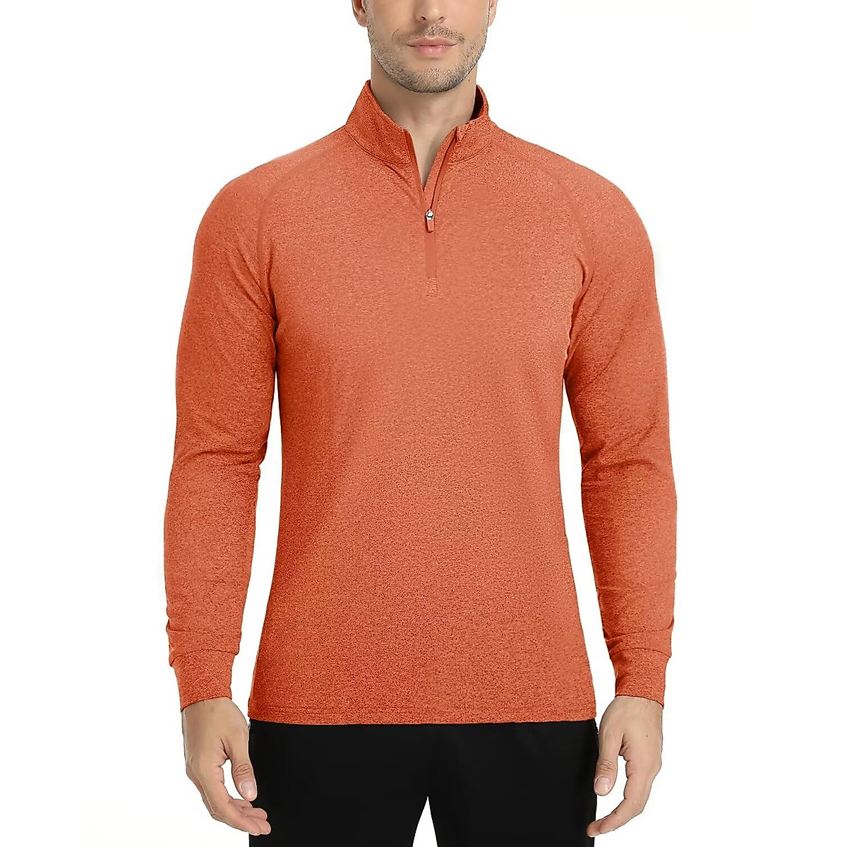 Boladeci Moisture Wicking Shirts for Men UPF 50+ UV Protection Long Sleeve Sun Protection Shirts Orange SPF Dry Fit Sun Shirts Rash Guard Golf Tops