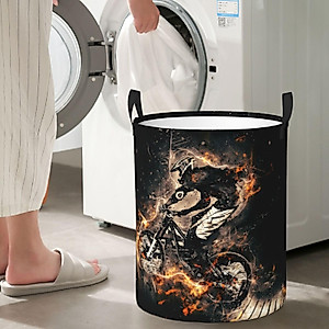 FOISIIAEA Extreme Sports Dirt Bike Laundry Basket Waterproof Oxford Cloth Organizer Basket Collapsible Clothes Hamper with Handle Toy Gift Bin Baskets
