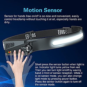 COSOOS 2 Rechargeable Headlamps, Bright LED Headlamp Flashlight, 1000 Lumen 230° Wide Beam & Spotlight, Sensor Mode, 2.4oz Lightweight Head Lamp with Clips for Hardhat, Camping, Running, Hiking