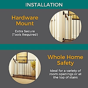 North States MyPet Windsor Walk Thru Pet Gate: 28.68" - 47.85" Wide Dog Gate. Hardware Mount, Dog Gates for the house, Cat Gate for Doorway. 31" Tall, Matte Bronze