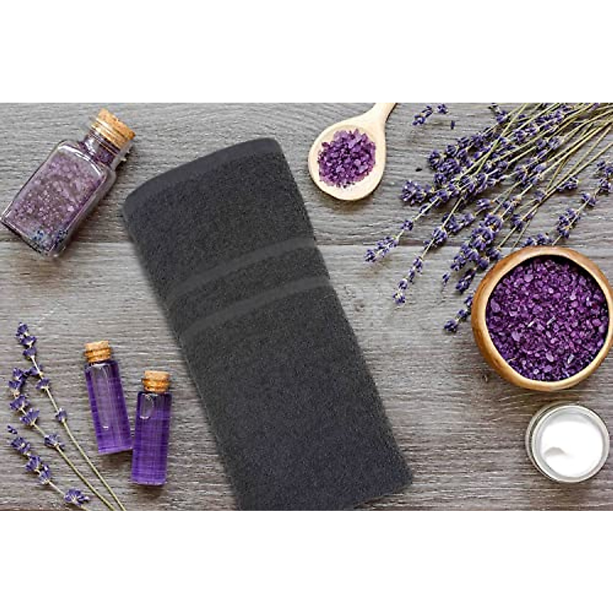 Pristine Linen Bath Towels, 100% Cotton Grey, 24 x 44 Inches Towels for Bathroom, Pool Towels, Large Quick Drying Hotel Towels, Gym Towels, Towels for Spa, Pack of 6, Ideal for Every Day use