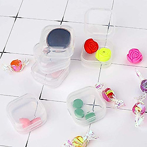 SKUPSY 20 Pcs Mini Clear Plastic Box Square Jewelry Earplug Pill Storage Box Case Container with Lid for Storage of Small Items, Crafts, Jewelry, Hardware