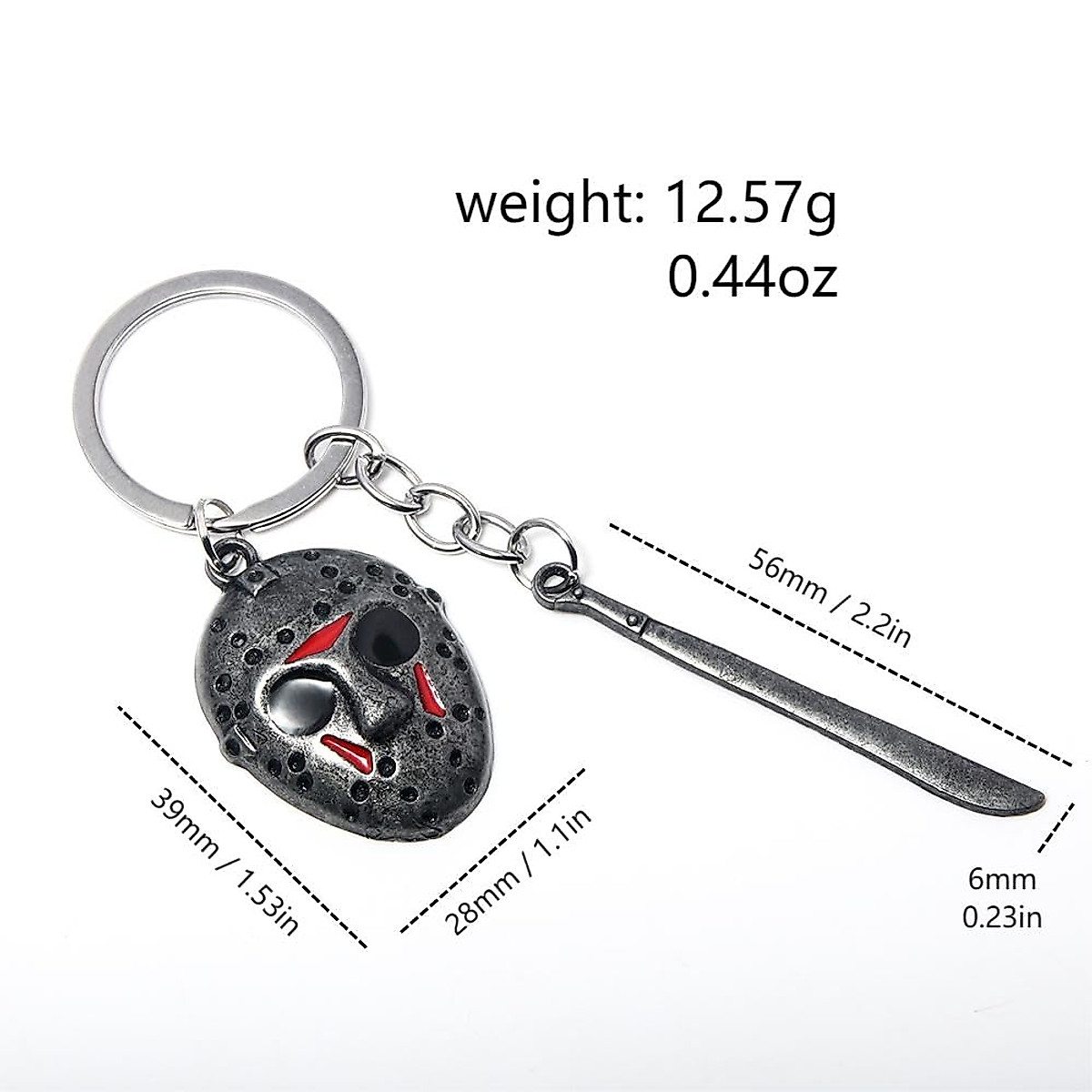 FunBoat Halloween Horror Jason Mask Keychain - Classic Horror Movie Costume Charm - Halloween Gifts for Women Men