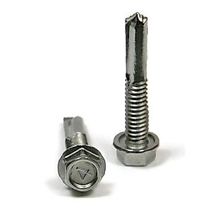 #12 TEK 5 Hex Washer Head Stainless Steel Self Drilling Screws #12-24 x 1-1/4 inch Qty 250