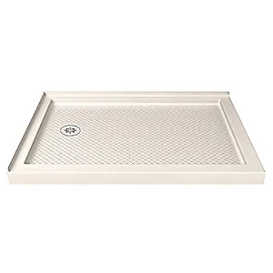 DreamLine SlimLine 36 in. D x 48 in. W x 2 3/4 in. H Left Drain Double Threshold Shower Base in Biscuit, DLT-1036481-22