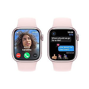 Apple Watch Series 9 [GPS + Cellular 41mm] Smartwatch with Pink Aluminum Case with Pink Sport Band S/M. Fitness Tracker, Blood Oxygen & ECG Apps, Always-On Retina Display