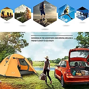 Wind Tour Professional 2-3 Person Weatherproof Double Layer Aluminum Windproof Backpacking Camping Tent for Outdoor Mountaineering Hunting Hiking Adventure Travel (Orange, (19.7+70.9+23.6) x 82.7)