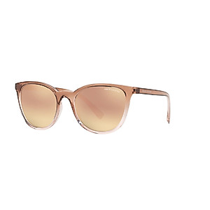 A|X ARMANI EXCHANGE Women's AX4077SF Low Bridge Fit Oval Sunglasses, Transparent Tundra/Rose/Rose Gold Mirrored/Grey, 56 mm