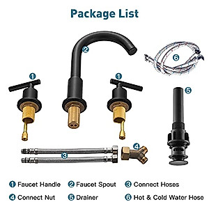 AIMOYO 2-Handle 8 inch Widespread Bathroom Sink Faucet, 3 Hole Matte Black Bathroom Faucet with 360°Swivel Spout, Pop Up Drain and High Arc, Modern Basin Faucet Mixer Taps, Deck Mount