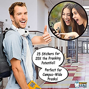 Ad-Free, Realistic 2x2IN Fake WiFi Rick Roll QR Code Stickers 25 Pack. Best Bulk Practical Joke Novelty Set for April Fools. Trick Friends and Family with Hilarious Vinyl Decal Meme Prank