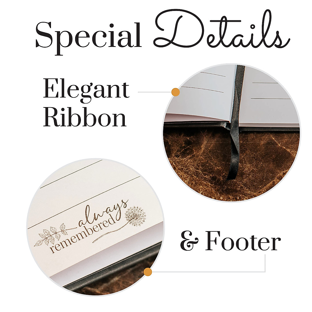 STEEL MILL AND CO. Memorial Book with Picture Frame, in Loving Memory Funeral Guestbook, 80 Lined Sheets, Hardbound Sign-in Guest Book for Celebration of Life, 6.5 x 9.6, Always Loved (Black)