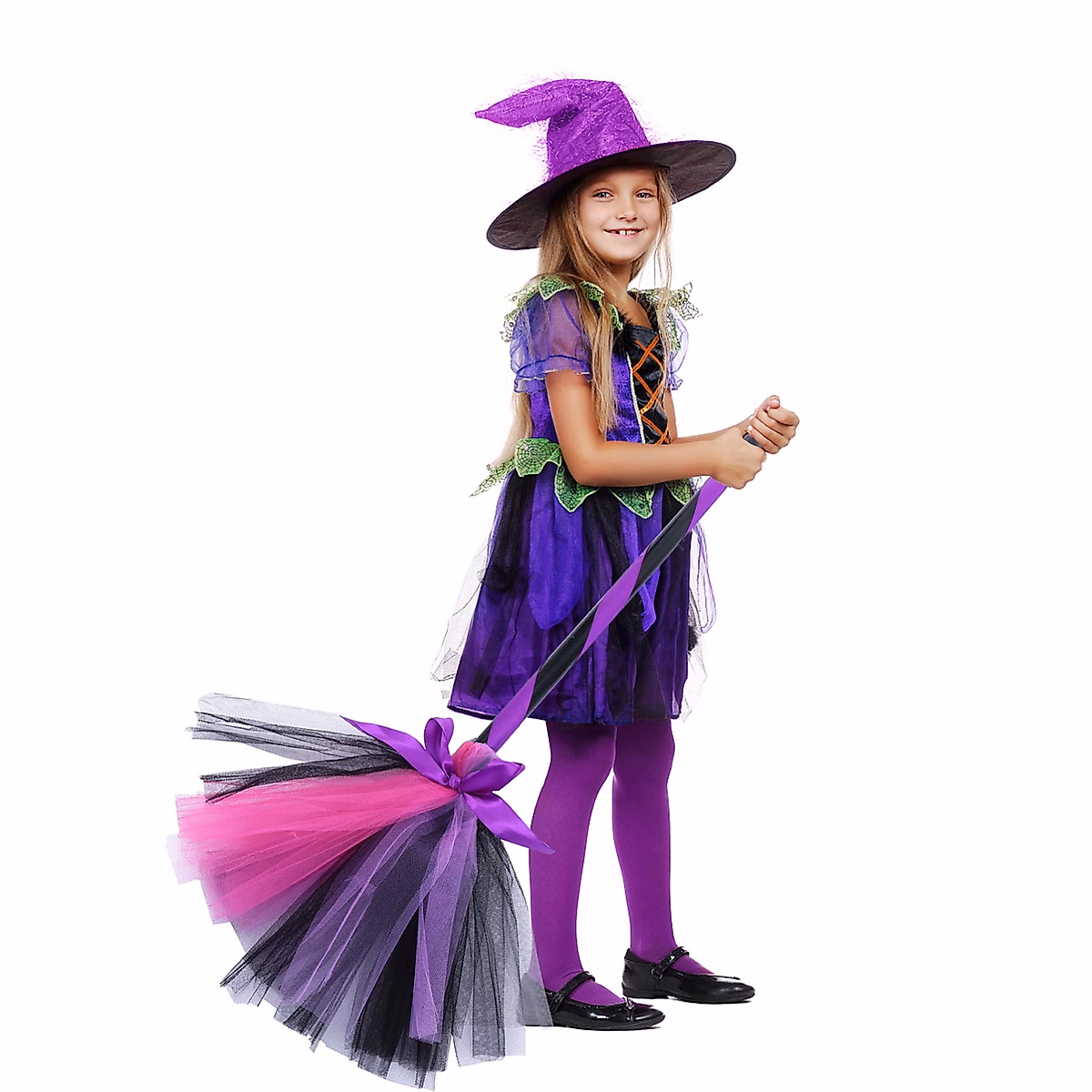 FOMIYES Halloween Witch Broom, Plastic Halloween Broom Toy, Witches Cosplay Broomstick Prop for Halloween Party Costume Accessories