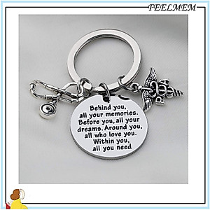 FEELMEM Physician Assistant Gift PA Graduation Gifts Behind You All Your Memories Before You All Your Dreams Physician Assistant Keychain Medical Student Jewelry PA Gifts (PA)