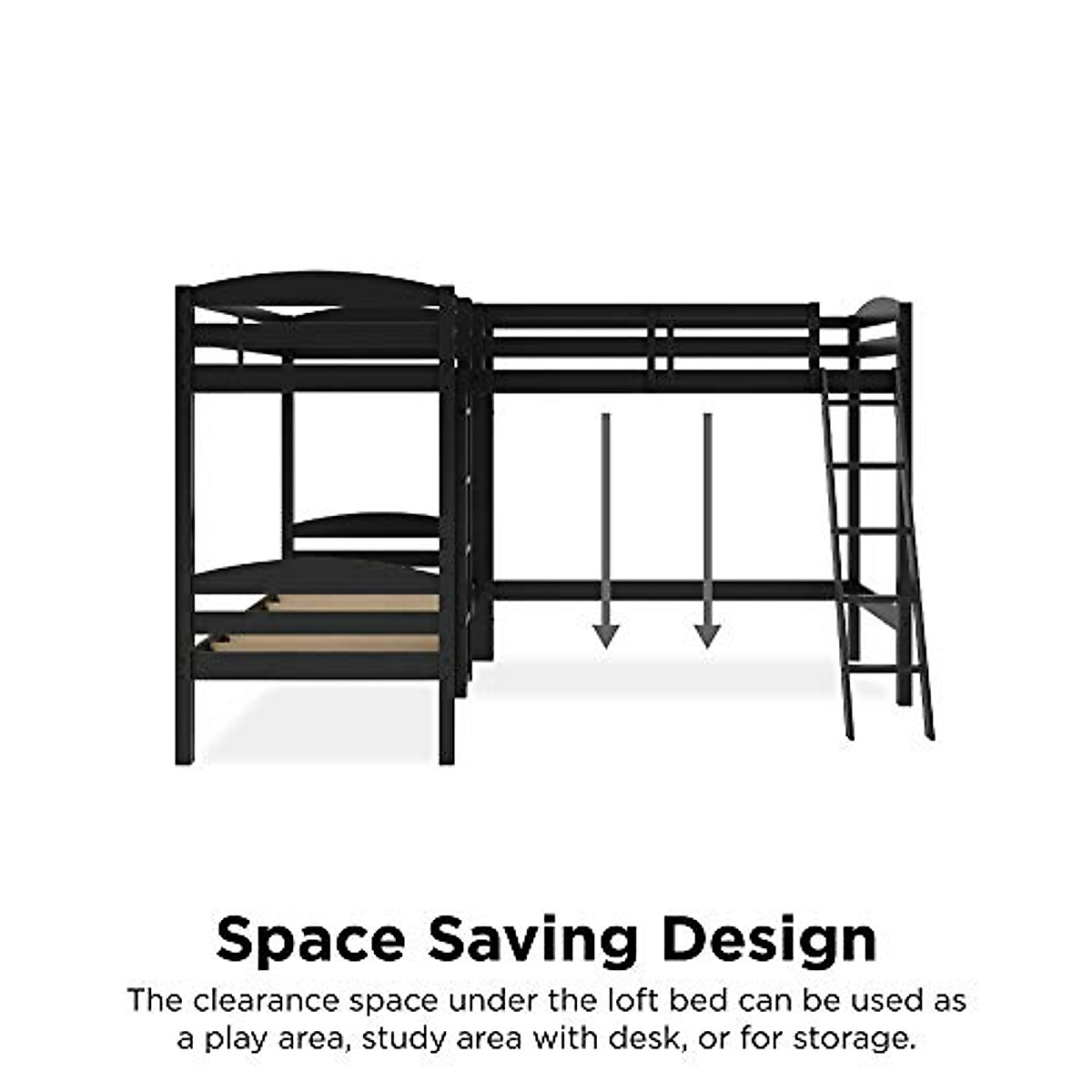 DHP Dorel Living Clearwater Triple Wood Bunk, Twin Size, Black Bed