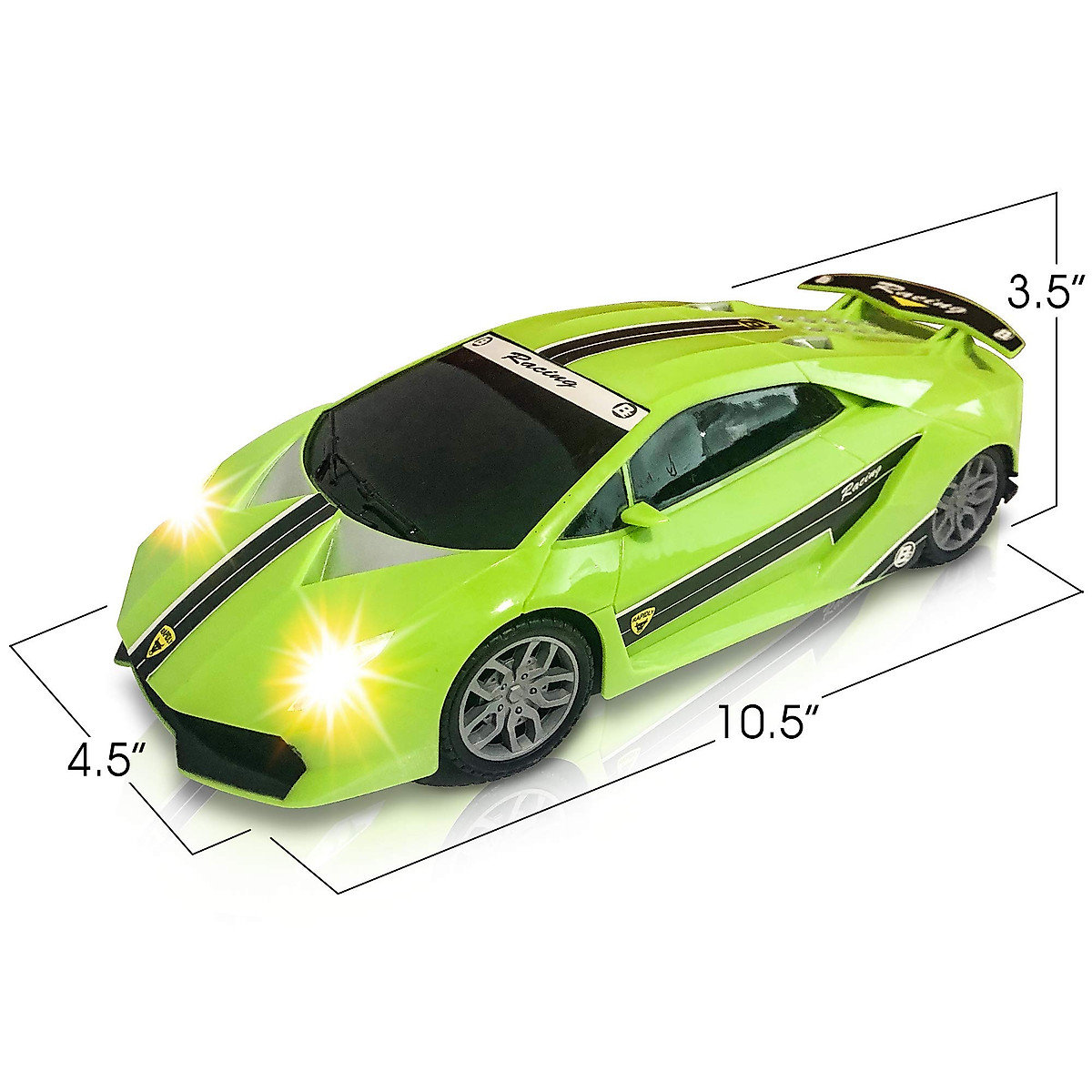 ArtCreativity Green Racer Car with Lights and Sounds, Light-Up Push n Go Racer Car for Kids, LED Headlights and Engine Sound, Best Birthday Gift for Boys, Girls, Toddlers Ages 3+