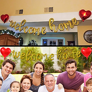 Stcomart Welcome Home Balloon Banner for Homecoming Party Decorations, Gold