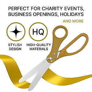 Gold Grand Opening Ceremony Kit – 20 Inch Giant Scissors Gold with Ribbon Gold for Inaugurations and Ceremonies Gold Scissors 20'' for Ribbon Cutting Grand Opening Ribbon and Scissor for Special Event
