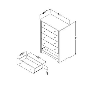 South Shore Vito Collection 5-Drawer Dresser, Pure White with Matte Nickel Handles