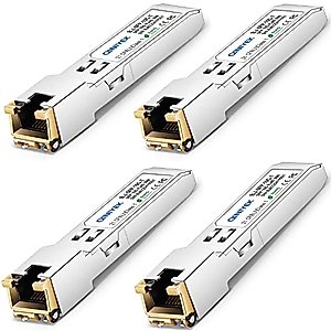 QINIYEK 10G SFP+ to RJ45 Transceiver, 10GBase-T Copper SFP+ Module for Cisco SFP-10G-T-S, Ubiquiti UniFi UF-RJ45-10G, MikroTik S+RJ10, Netgear AXM765, Fortinet, Cat.6a/7, up to 30m (Pack of 4)