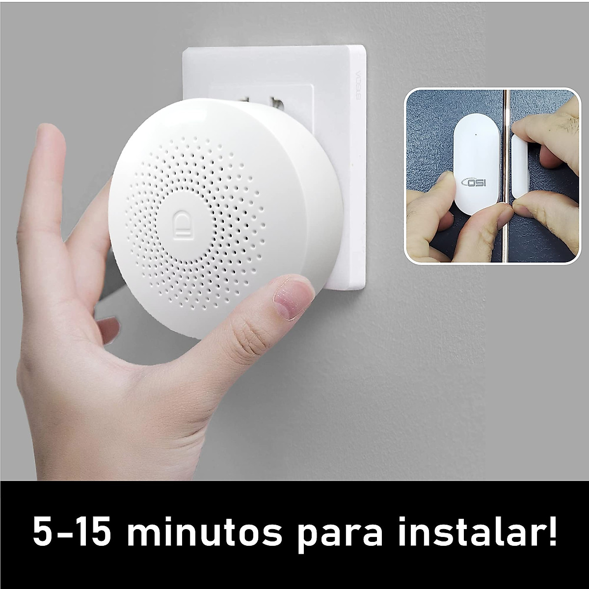 【OSI WIRELESS WIFI SMART HOME SECURITY MINI ALARM SYSTEM - 8 PIECE】DIY Home Wi-Fi Alarm Kit with Motion detector,Notifications with app,door/window sensor, siren,Compatible with Alexa,NO Monthly Fees