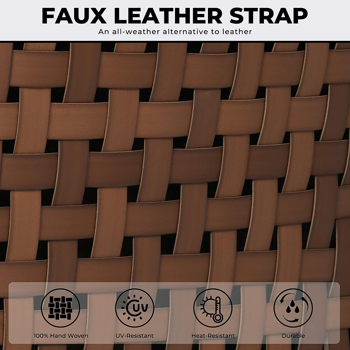 Grand patio 7-Piece Outdoor Dining Set, 6 Leather-Look Wicker Swivel Patio Chairs & 1 Rectangular Dining Table, Black