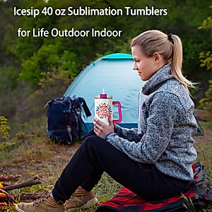 Icesip 40 oz Sublimation Tumblers 20 Pack with 5 Color Handle Lid and Straw Stainless Steel Double Wall Vacuum Insulated Travel Mug Cup Bulk Sublimation Blank for DIY Gift