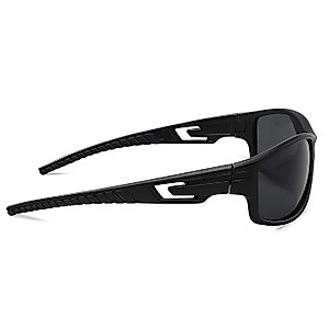 MAXJULI Polarized Sports Sunglasses for Men Women Tr90 Frame for Running Fishing Baseball Driving (Black/Black)