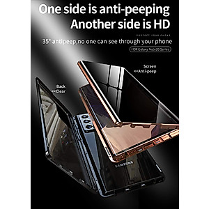 KMXDD Anti-Peeping Galaxy Note 20 Ultra 360° Full Body Case,Clear Double Sided Tempered Glass [Magnetic Adsorption] Metal Bumper Protection Privacy Cover for Note 20 Ultra (Black, Note 20 Ultra)