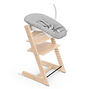 Tripp Trapp Chair from Stokke (Natural) + Tripp Trapp Newborn Set (Grey) - Cozy, Safe & Simple to Use - for Newborns Up to 20 lbs
