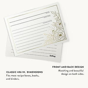 Victorian Gold Foil Floral Recipe Cards, 4x6 inches